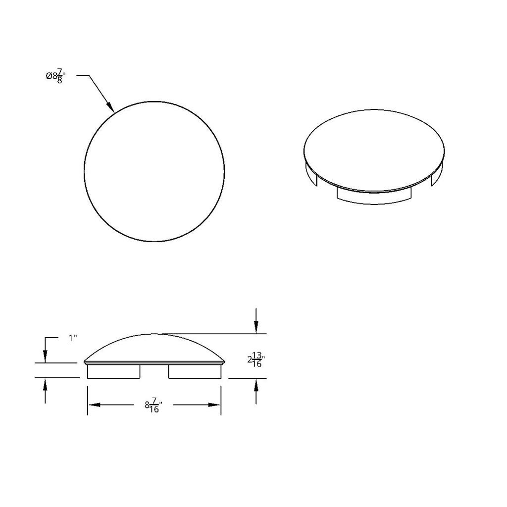 Front Hub Caps: 4 Even Notched Dome Front Hub Cap - 1 Inch Lip