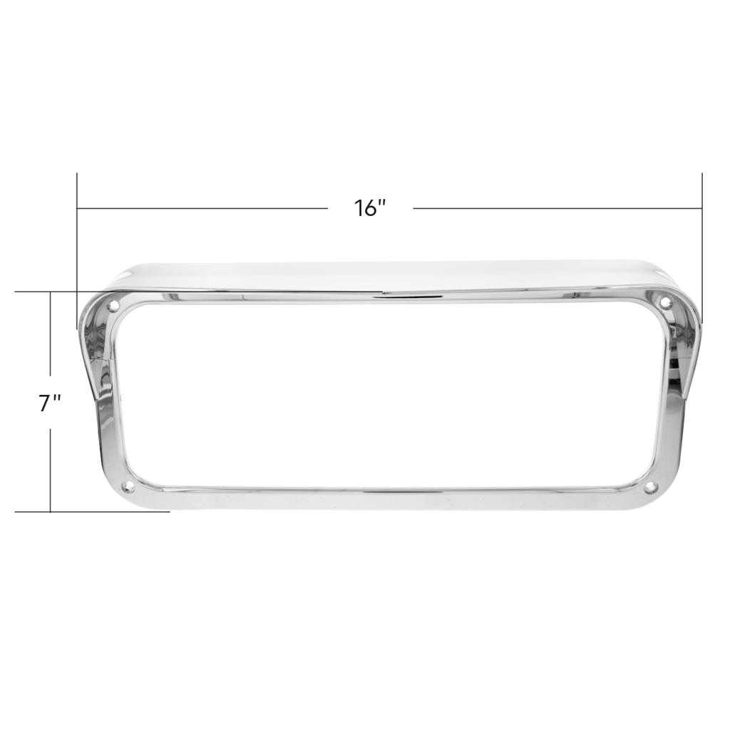 Headlight Bezels: Replacement Bezel for United Pacific Rectangular Projection Headlights - Chrome