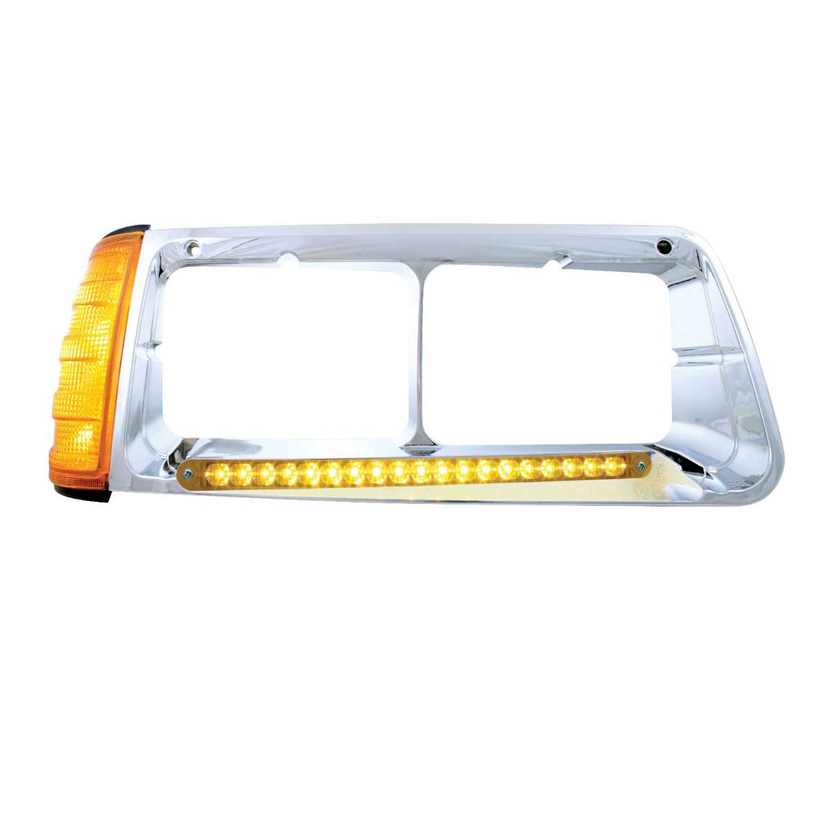Headlights: LED Headlight Bezel w/ Turn Signal f/ Freightliner FLD ...