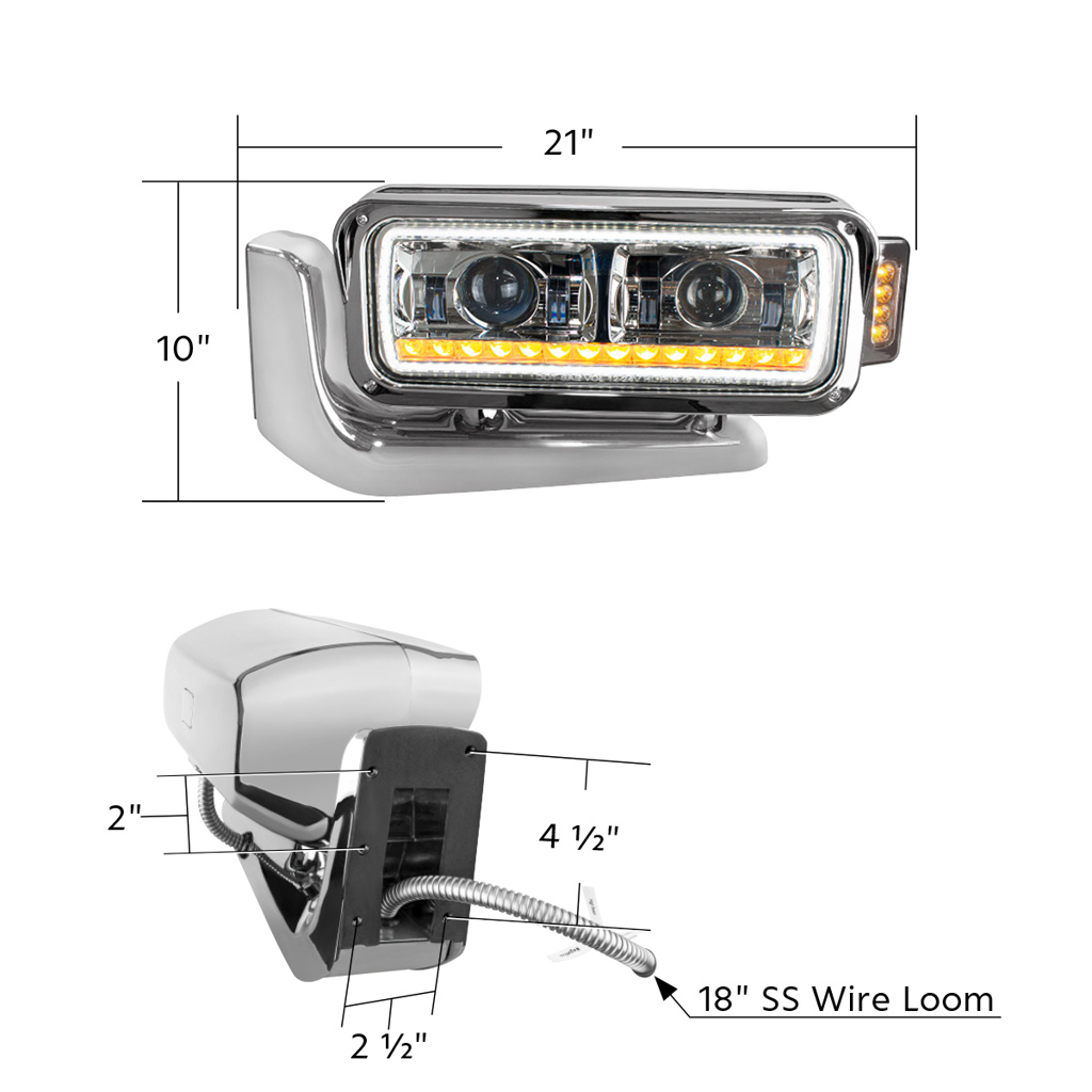 Headlights: LED Projection Headlight with Mounting Arm and Turn Signal ...