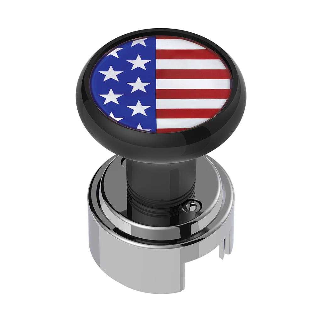 Shifter & Knobs: USA Flag Knob and Adapter for Eaton Fuller Style 13/15/18 Shifter - Black
