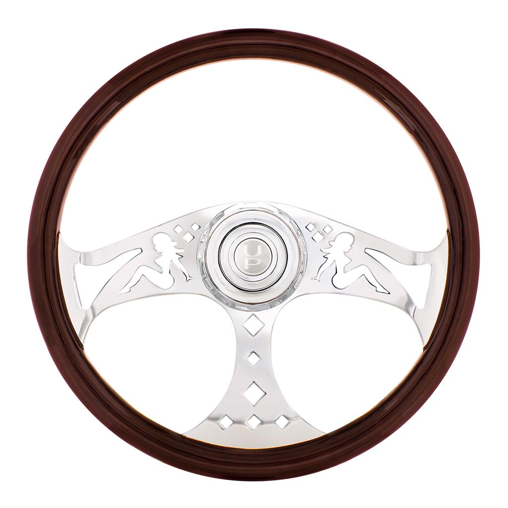 Steering Wheels: 18 Inch Lady Wood Steering Wheel with Horn Bezel and ...