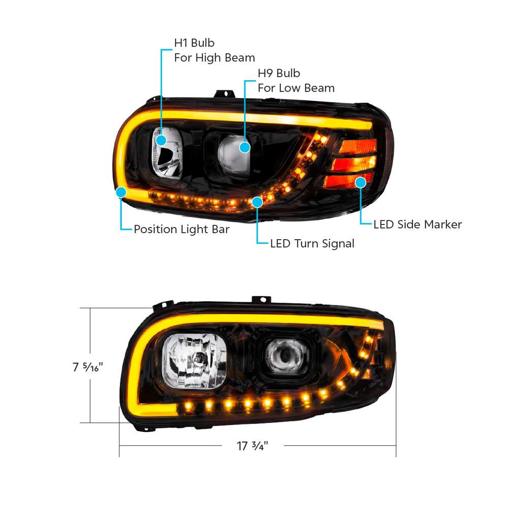 Headlights: Projection Headlight with LED Turn Signal Light Bar for ...