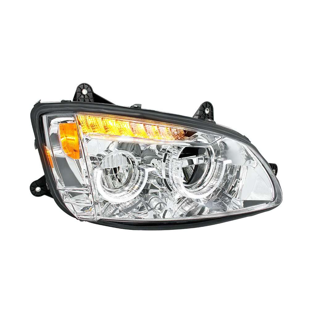 Headlights: Full LED Headlight for 2008-2019 Kenworth - Chrome - Passenger