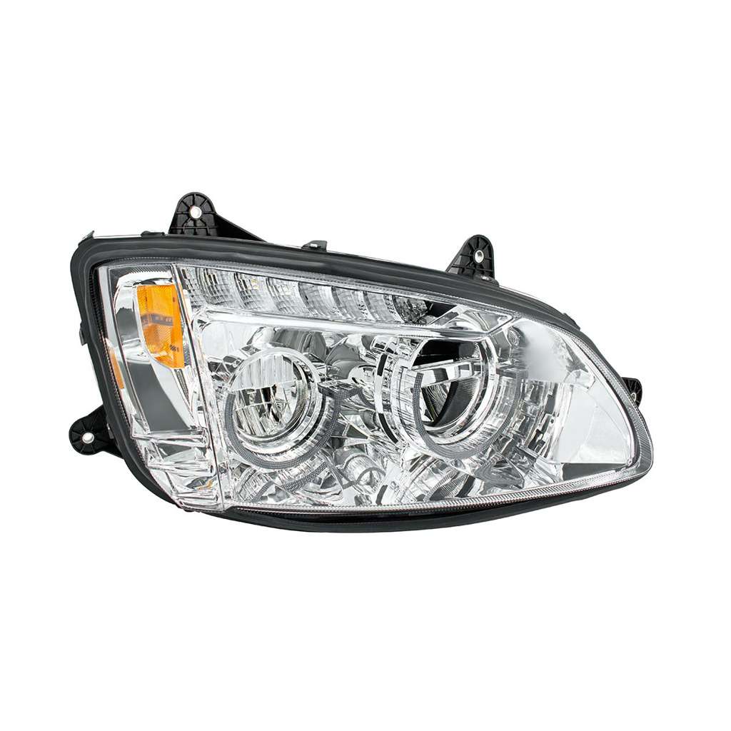 Headlights: Full LED Headlight for 2008-2019 Kenworth - Chrome - Passenger