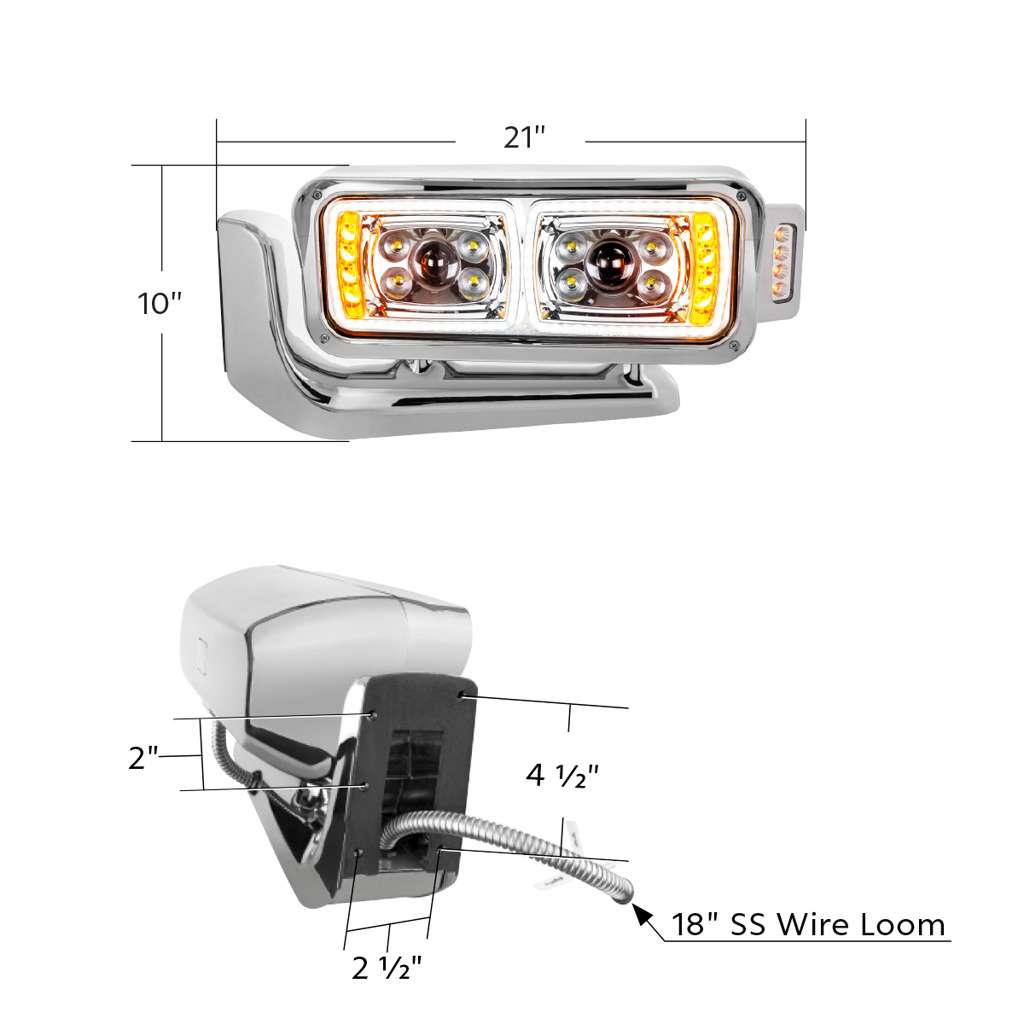 Headlights: 10 LED Projection Headlight with Mounting Arm and Turn ...