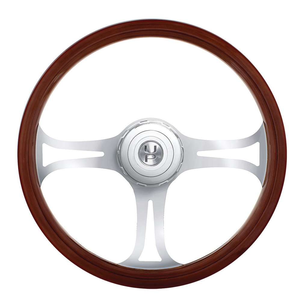 Steering Wheels: Blade Style Wood Steering Wheel with Hub/Horn Button ...