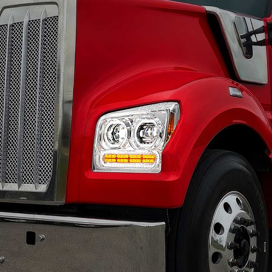Headlights: Full LED Headlight for 2019-2024 Kenworth W990 - Chrome ...