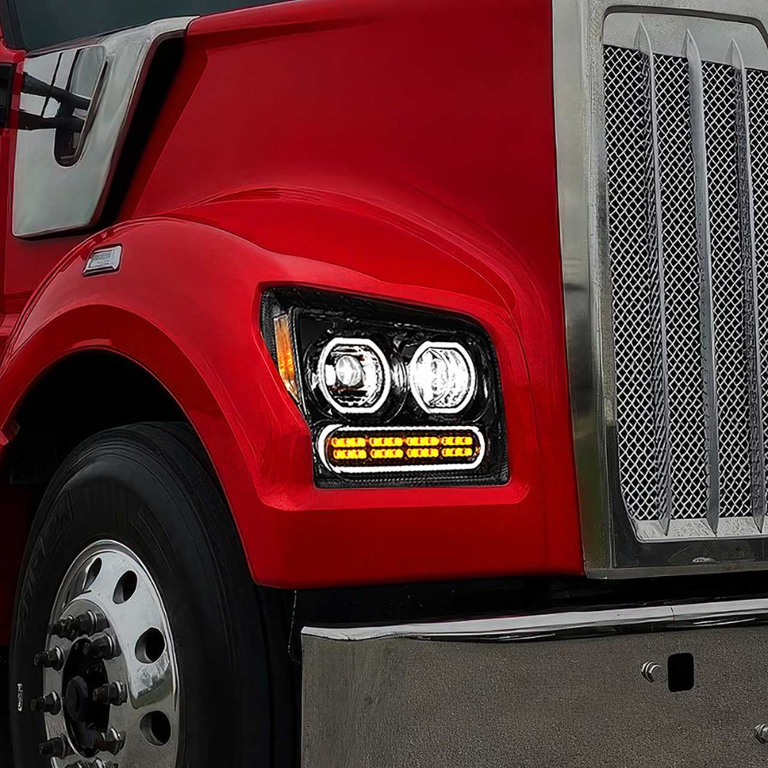 Headlights: Full LED Headlight for 2019-2024 Kenworth W990 - Black ...