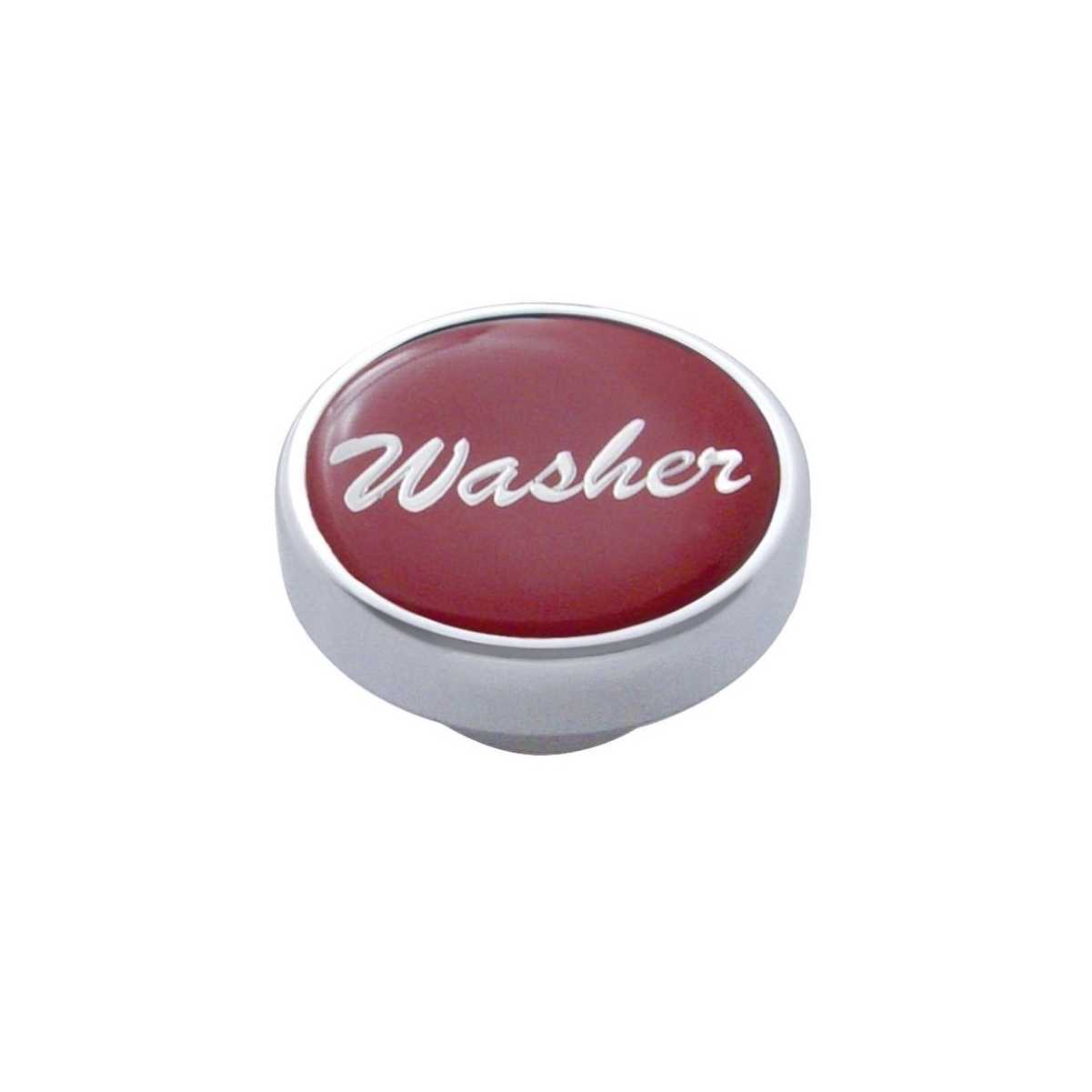 Dash Knobs & Screws: Small Chrome Washer Dash Knob - Red Glossy Sticker