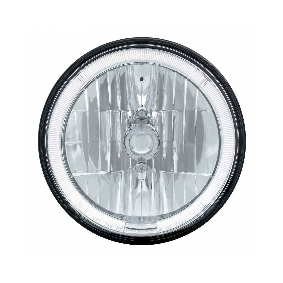 Bulbs: 7 Inch Crystal Headlight with White LED Halo Ring